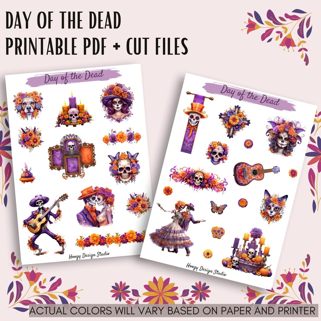 Hojas de Calcomanías Imprimibles del Día de Muertos La - Etsy México