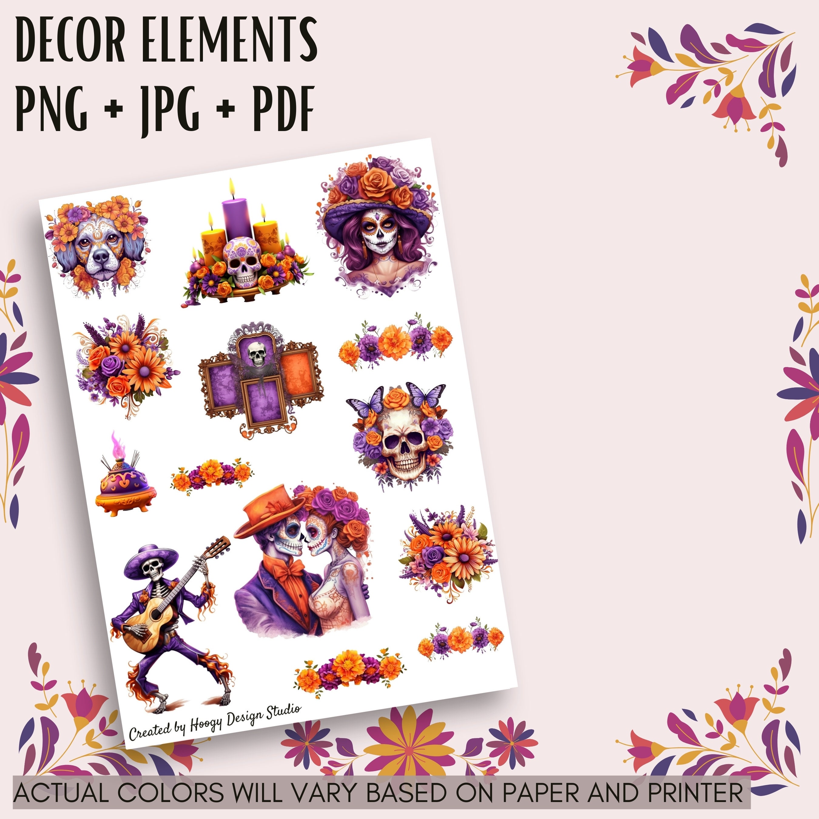 Day of the Dead Printable Sticker Sheets Dia De Muertos Catrina Sugar ...
