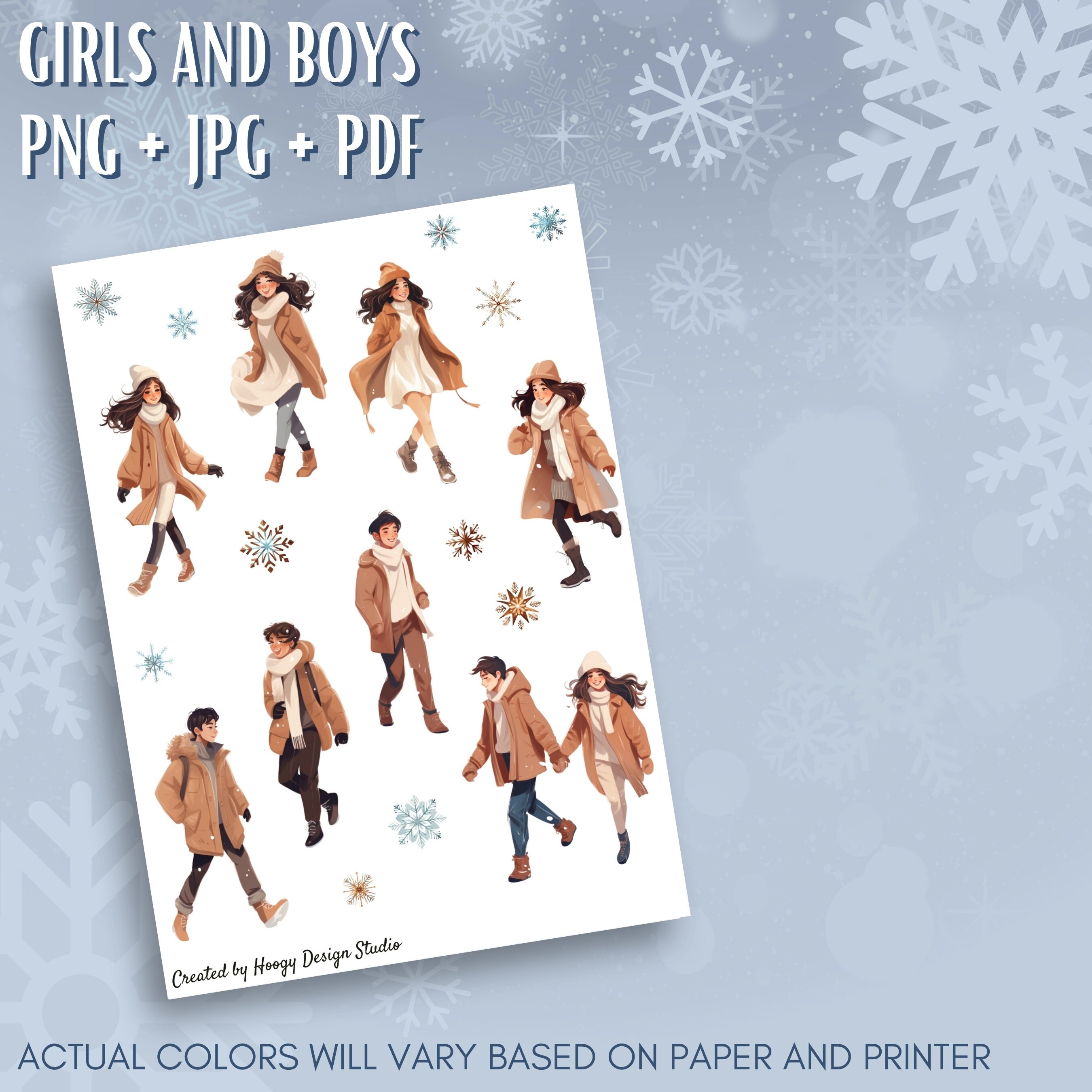 Winter's Whispers Printable Sticker Sheets Winter Decor People Quotes ...