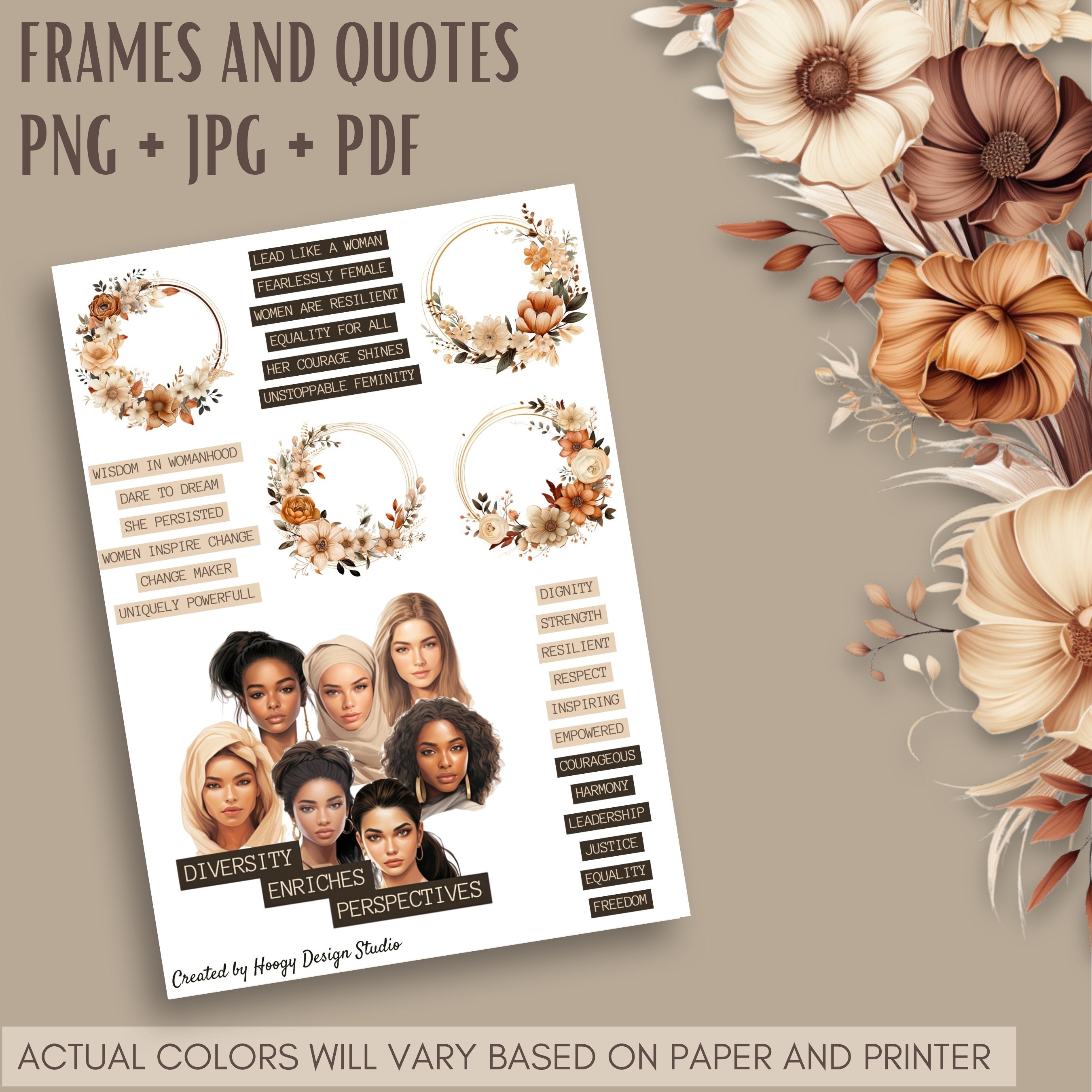 Girl Power Printable Sticker Sheets International Women's Day Diverse ...