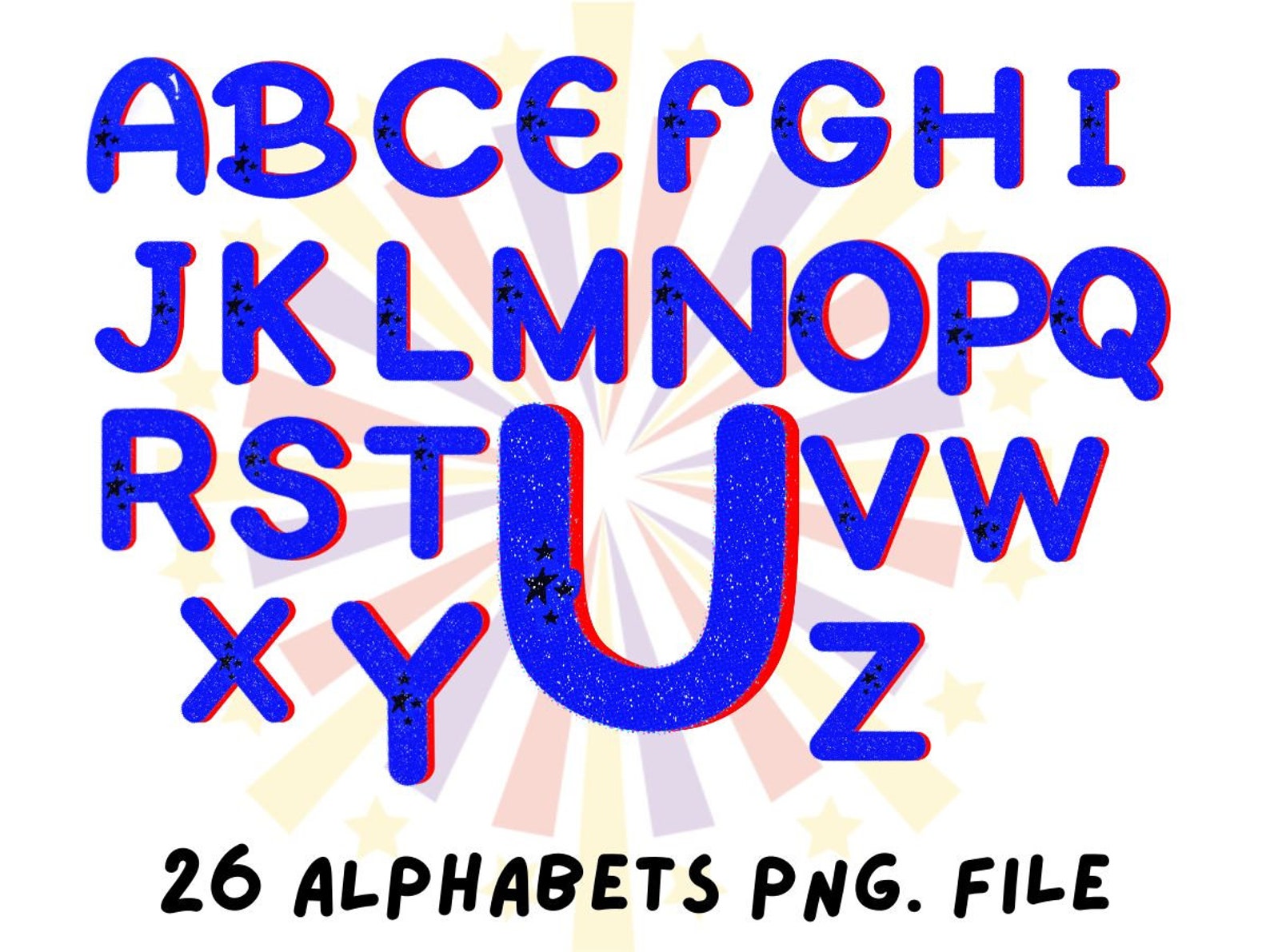 26 Patriotic Doodle Alphabet Letters, Uppercase Letters PNG ...