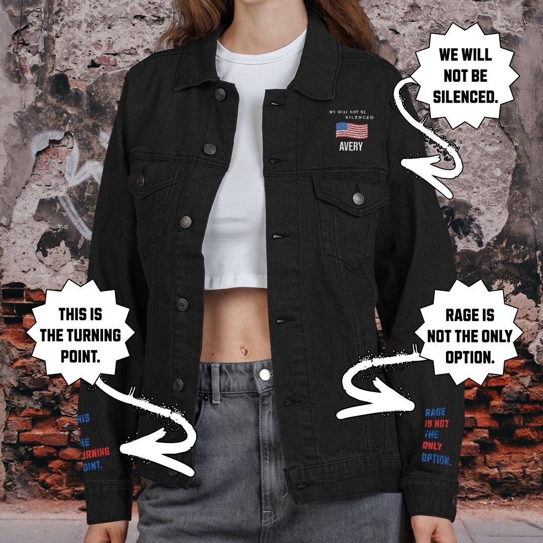 Charlie Kirk Memorial Personalized Jean Jacket, Custom Embroidered Name ...
