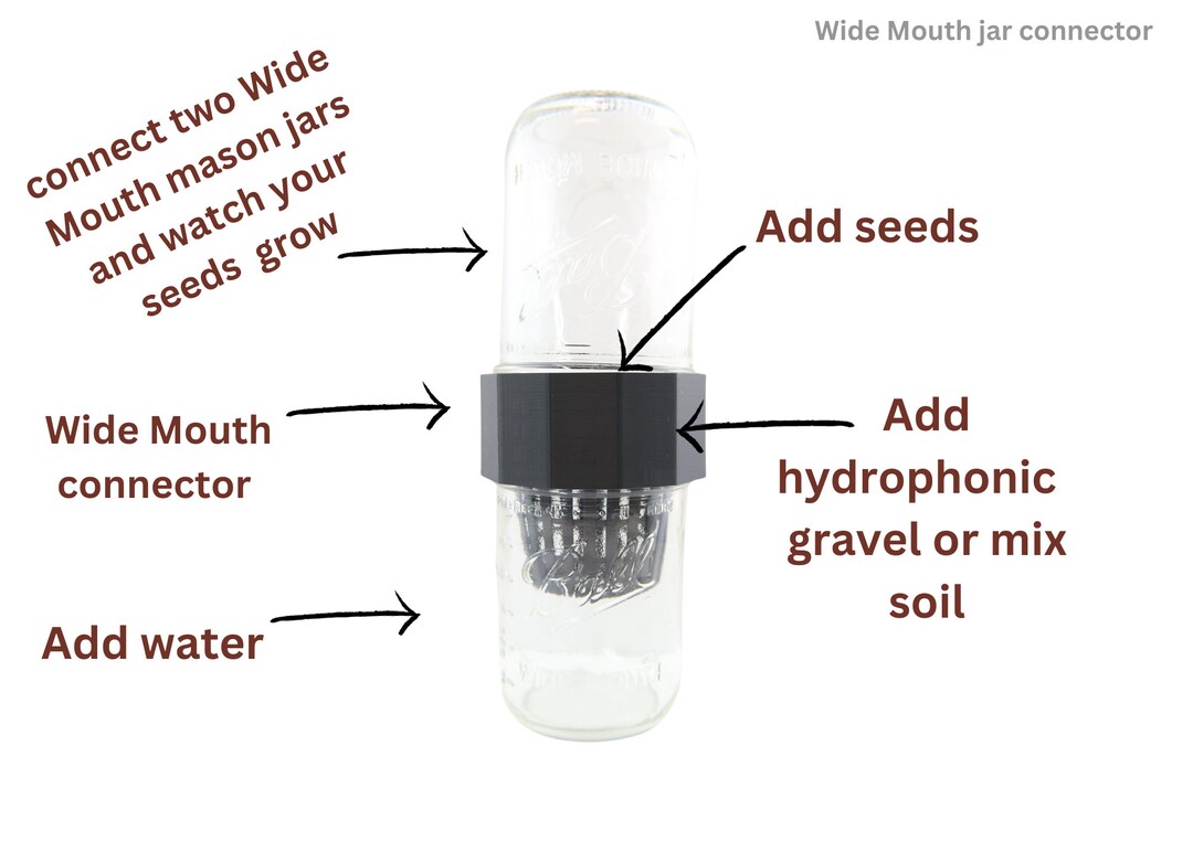 WIDE MOUTH -ugrow Mason Jar Connector for Indoor Gardening | Plant ...
