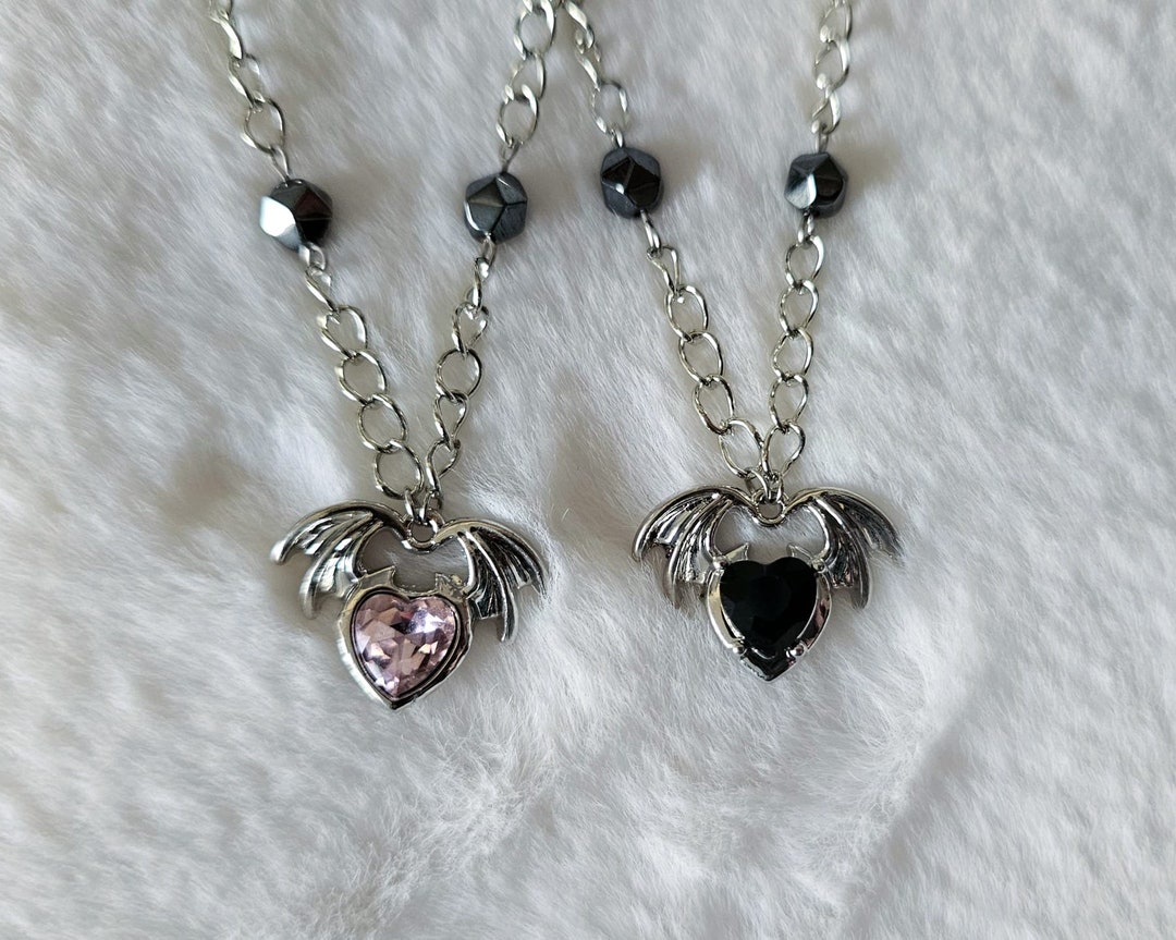 Necklace "lilin" Gothic Alternative Angel Demon Heart Wing Pendant ...