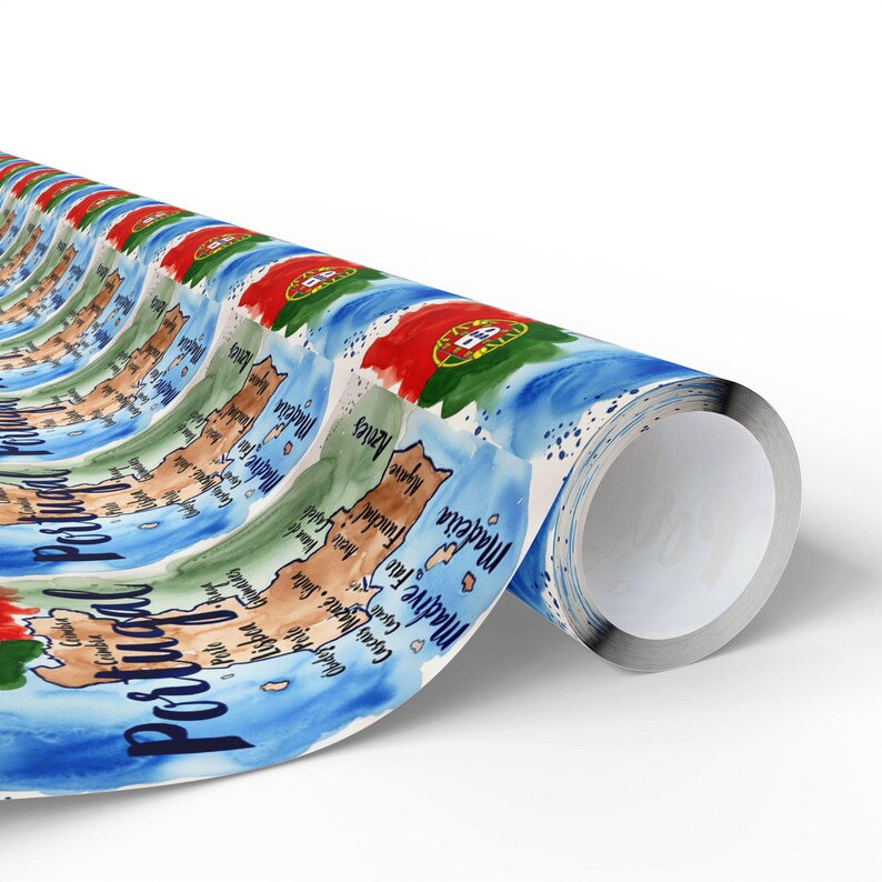 Portugal Map Gift Wrapping Paper | Portuguese Decor | Cristiano Ronaldo ...