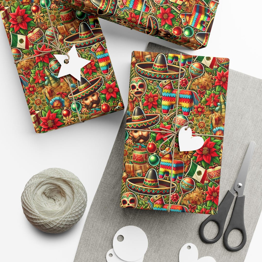 Mexican Christmas Gift Wrapping Paper | Cultural Holiday Design - Etsy
