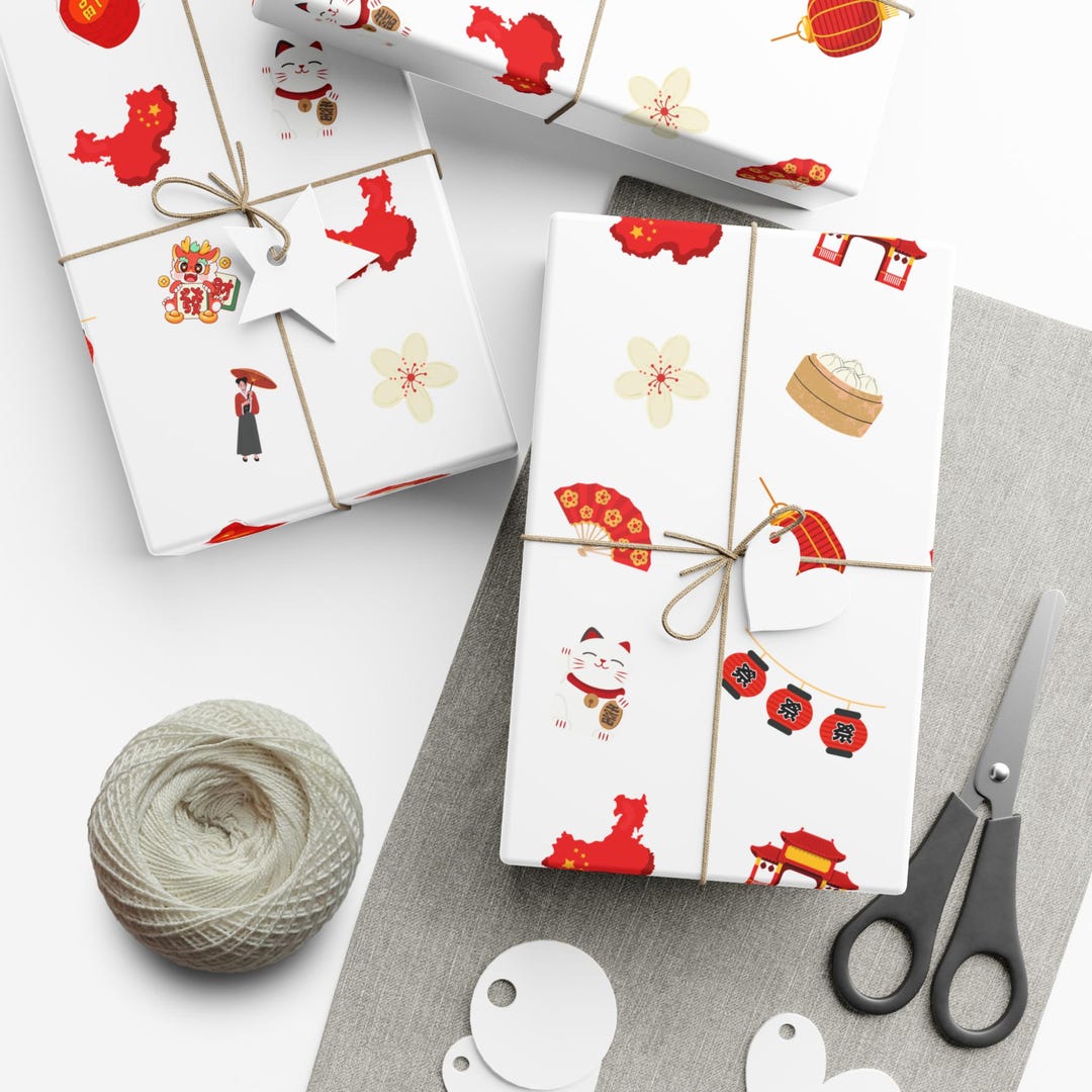 China Gift Wrapping Paper | Dragons, Lanterns and Cultural Symbols ...