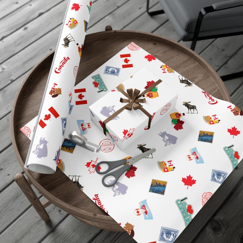 Maple Leaf Canadian Gift Wrapping Paper | Canada Day - Etsy