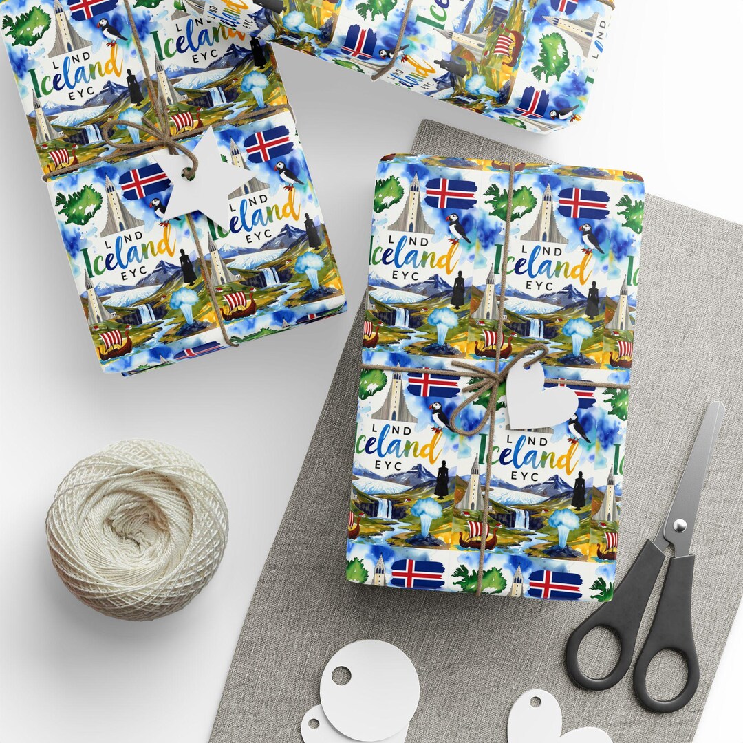 Iceland Gift Wrapping Paper | Nordic Travel Souvenir - Etsy
