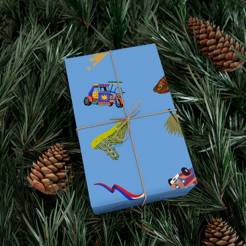 Philippine-inspired Gift Wrapping Paper | Jeepneys, Mabuhay Text and ...