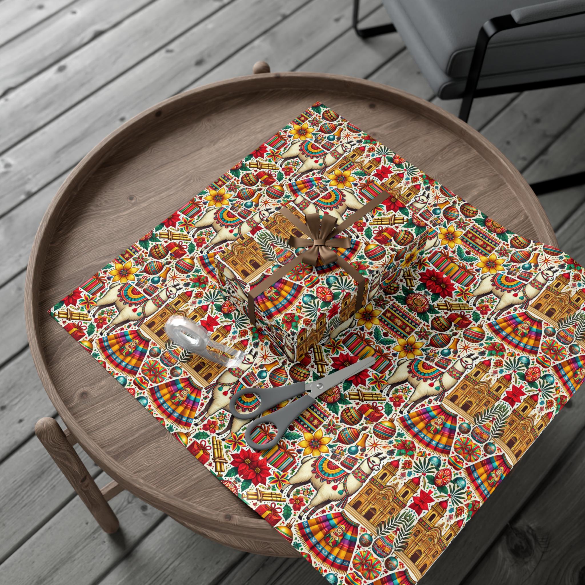 Peruvian Llama Christmas Gift Wrapping Paper | Cultural Holiday Wrap - Etsy