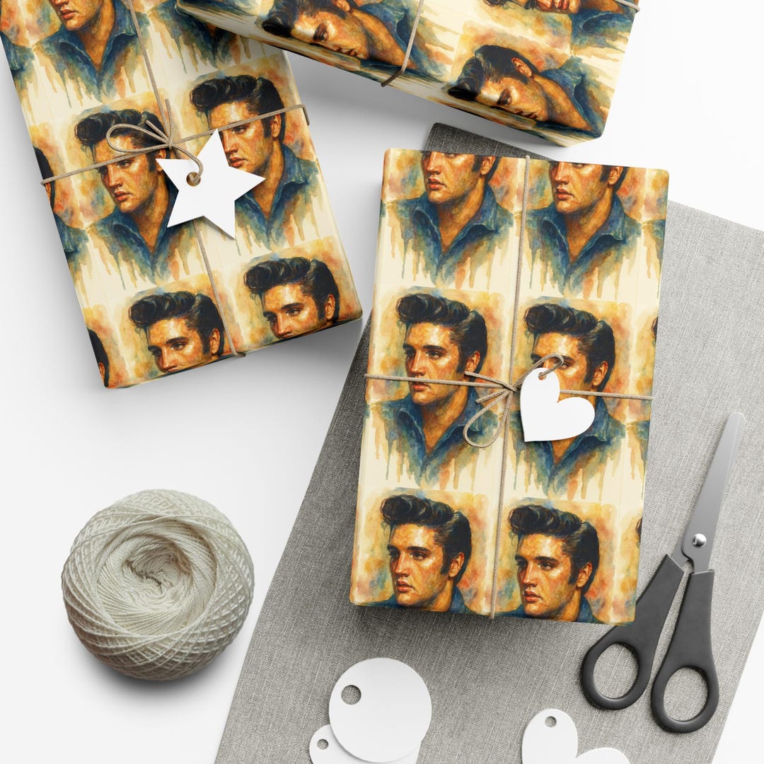 Elvis Presley Gift Wrapping Paper | Watercolor Rock N Roll Pattern - Etsy