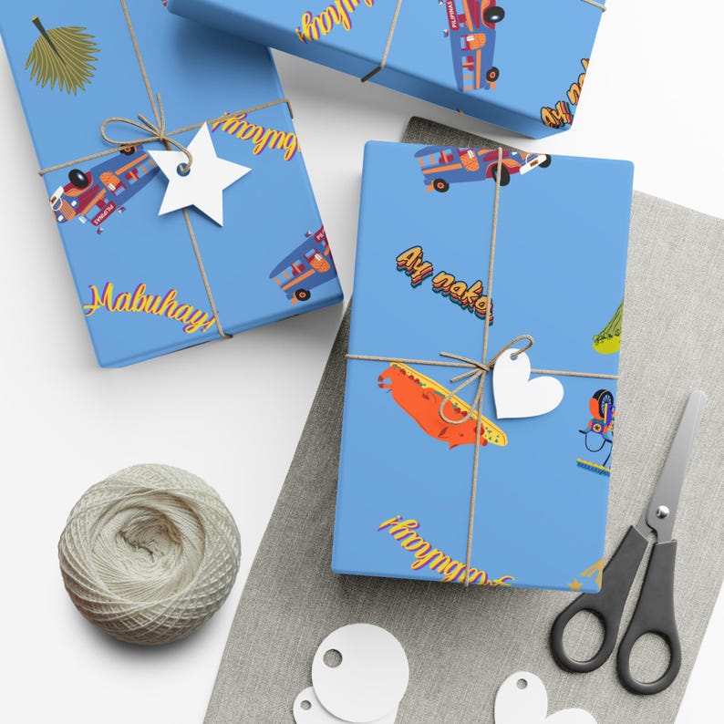 Philippine-inspired Gift Wrapping Paper | Jeepneys, Mabuhay Text and ...