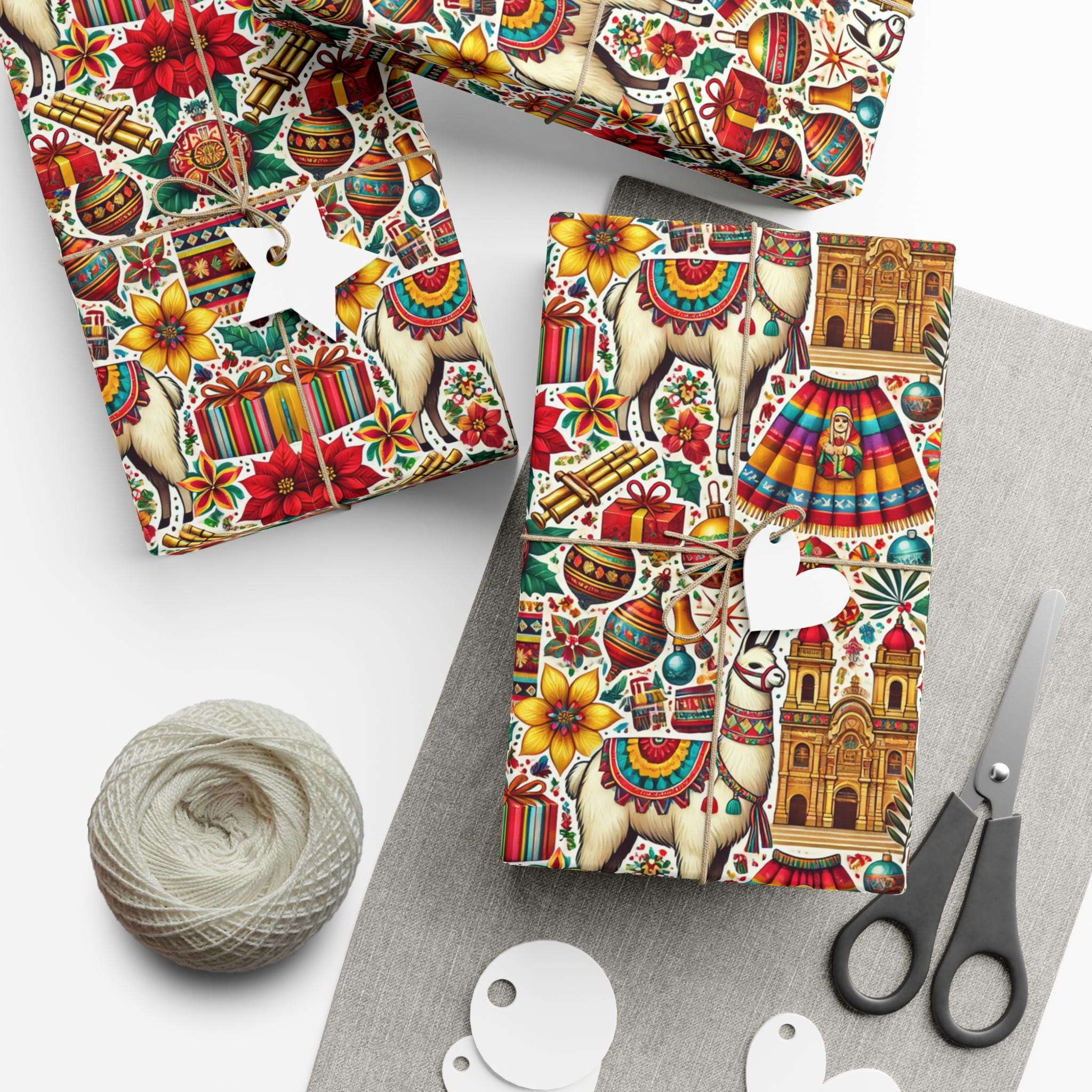 Peruvian Llama Christmas Gift Wrapping Paper | Cultural Holiday Wrap - Etsy