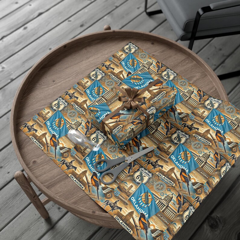 Oklahoma Gift Wrapping Paper | State Flag, Route 66, Landmarks and ...