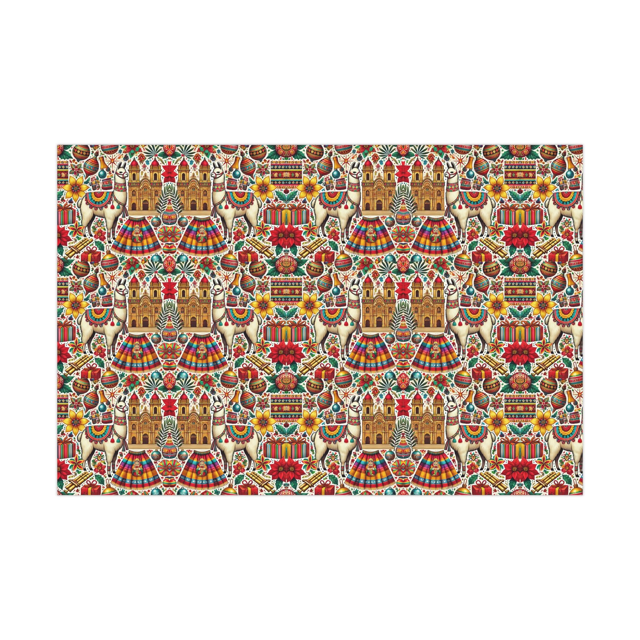 Peruvian Llama Christmas Gift Wrapping Paper | Cultural Holiday Wrap - Etsy