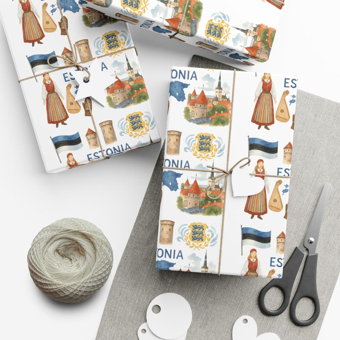 Estonia-inspired Gift Wrapping Paper | Baltic Culture, Flag, Tallinn ...