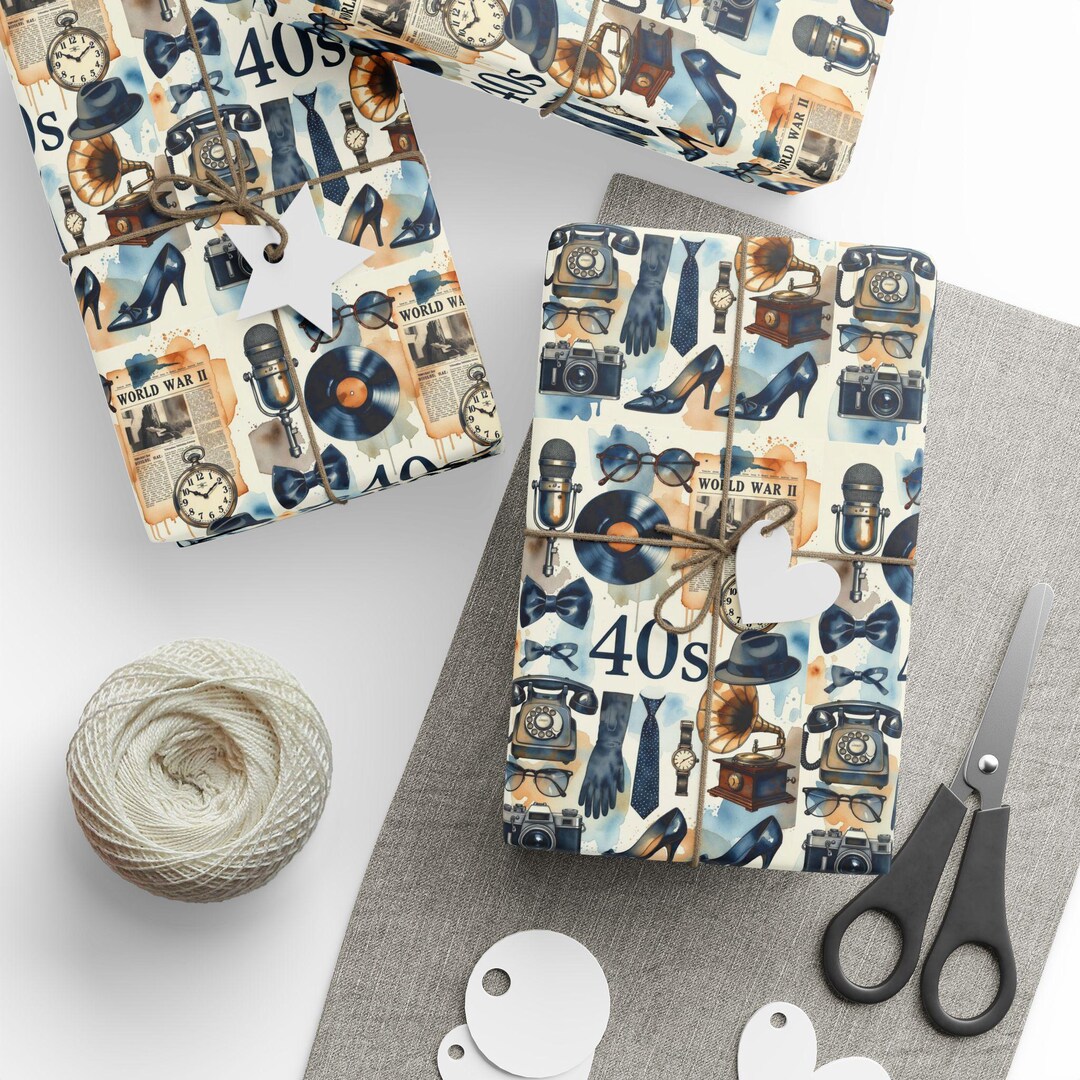 1940s Era Gift Wrapping Paper | Vintage Victory Design - Etsy