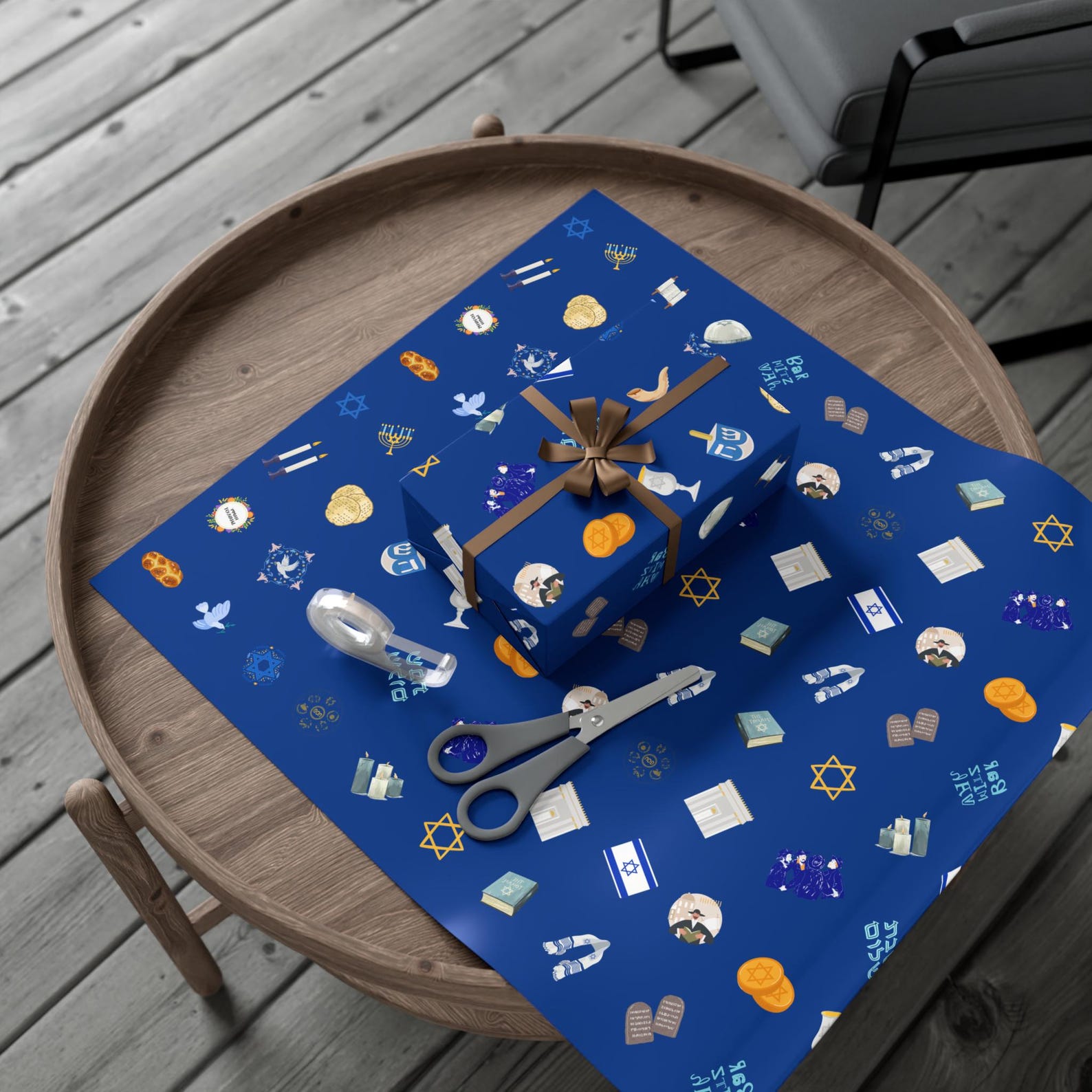 Jewish Theme Gift Wrapping Paper Religious Events Kwanza Rosh Hashanah ...