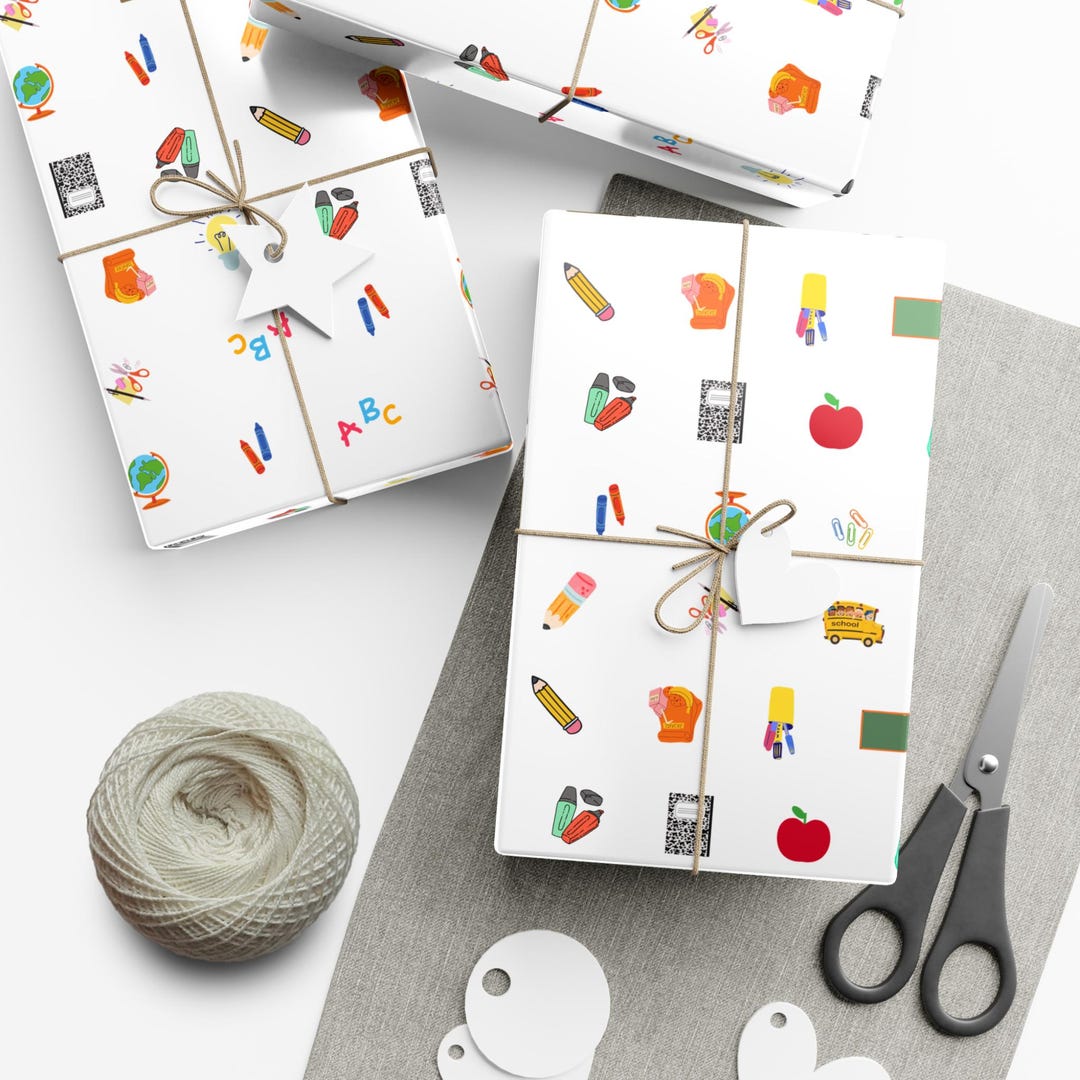School Theme Gift Wrapping Paper for All Occasions is Ideal for Teacher ...