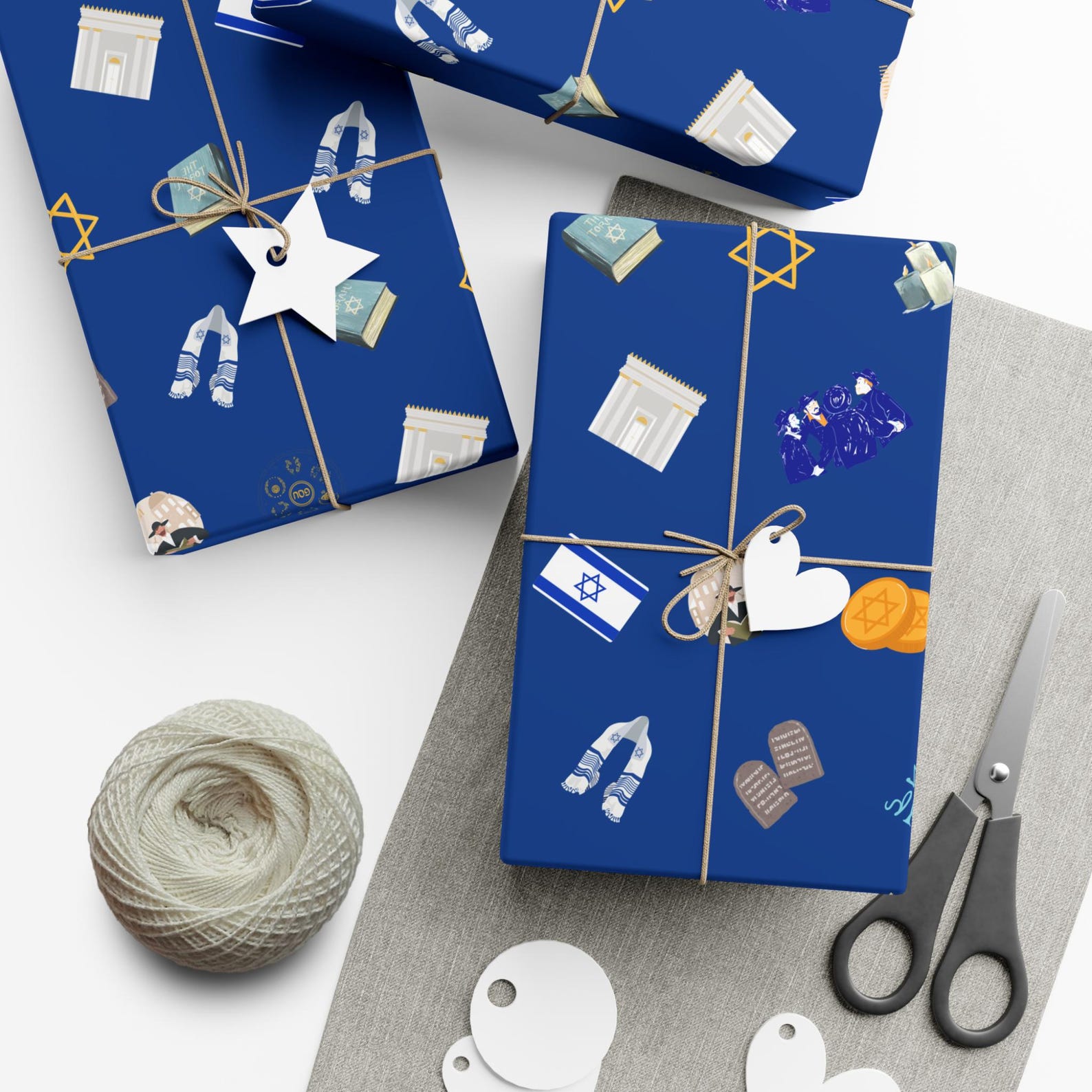 Jewish Theme Gift Wrapping Paper Religious Events Kwanza Rosh Hashanah ...