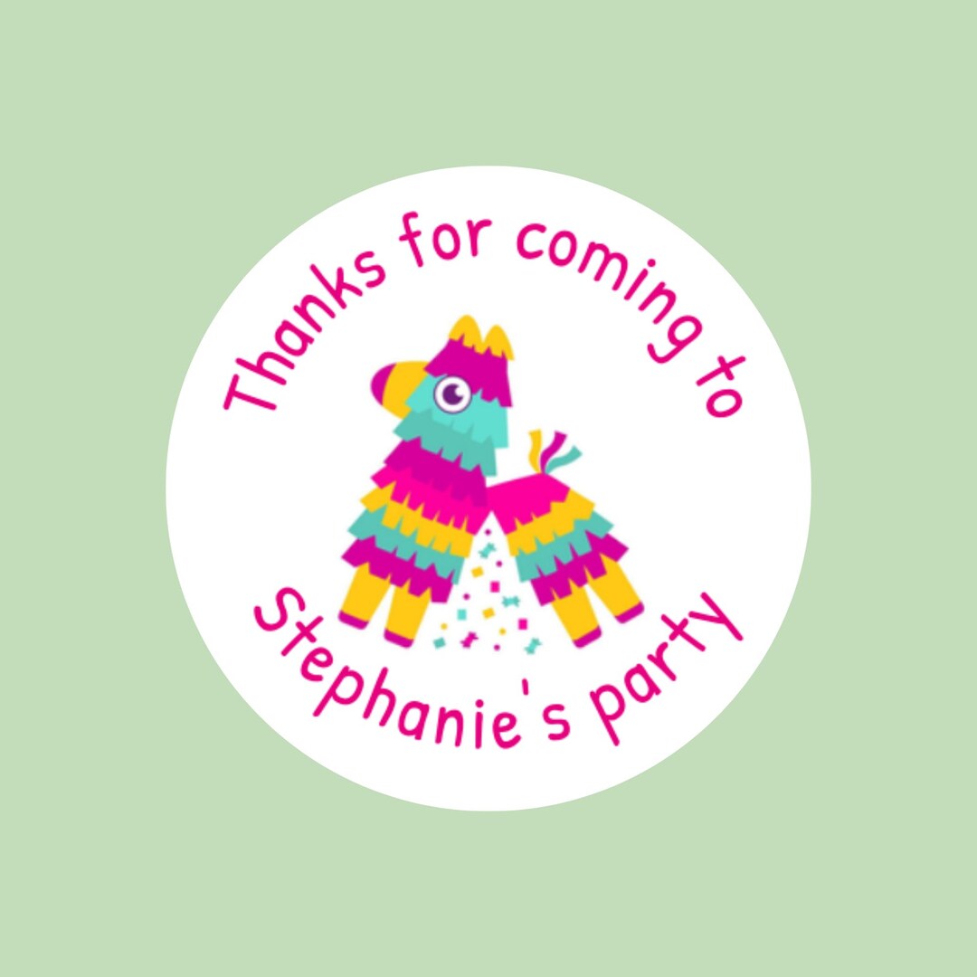 Personalised Party Bag Labels for Kids Pinata Themed Sweet Cone ...