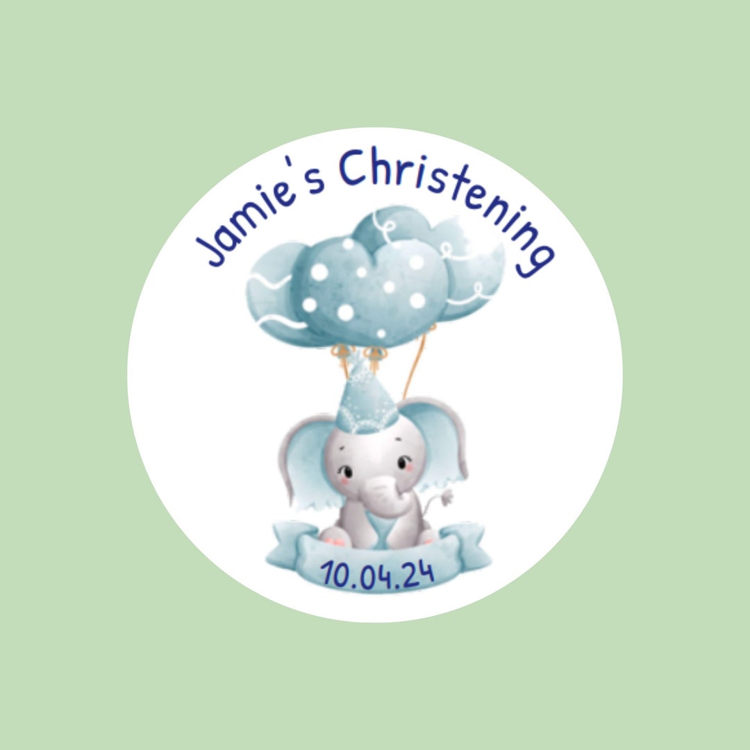 Christening Stickers Personalised Sticker Party Favour Labels Baby ...