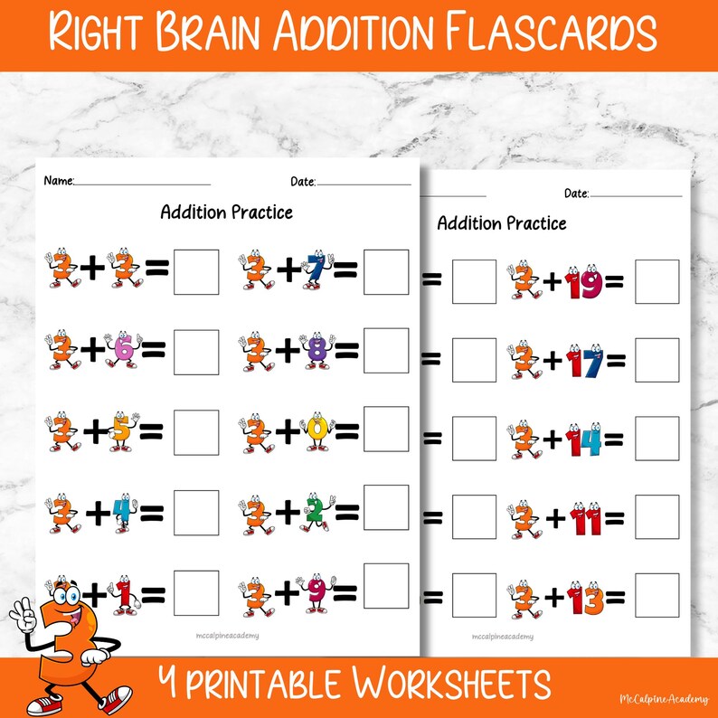 Right Brain Flashcards Addition: Adding 3's Math Facts - Etsy