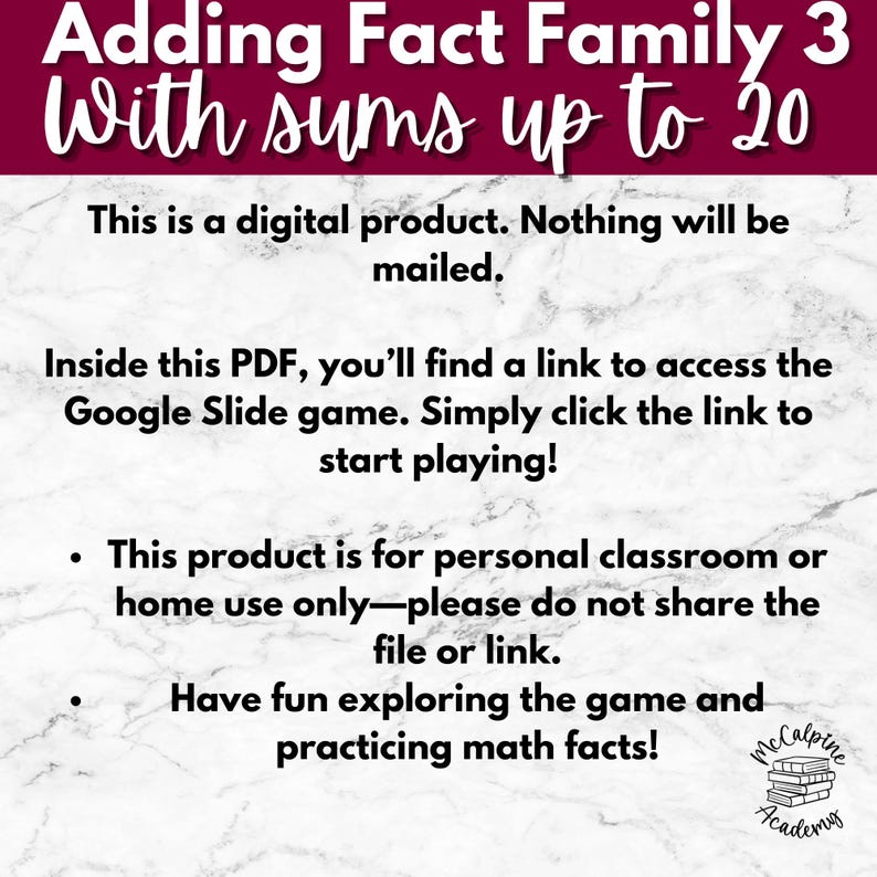 Addition to 20 Digital Math Game | Fact Family 3 | Interactive Google ...