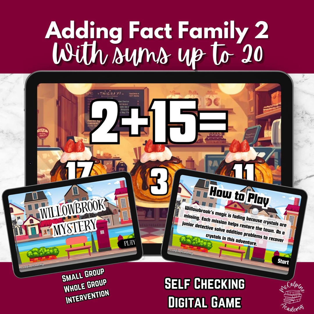 Addition to 20 Digital Math Game | Fact Family 2 | Interactive Google ...