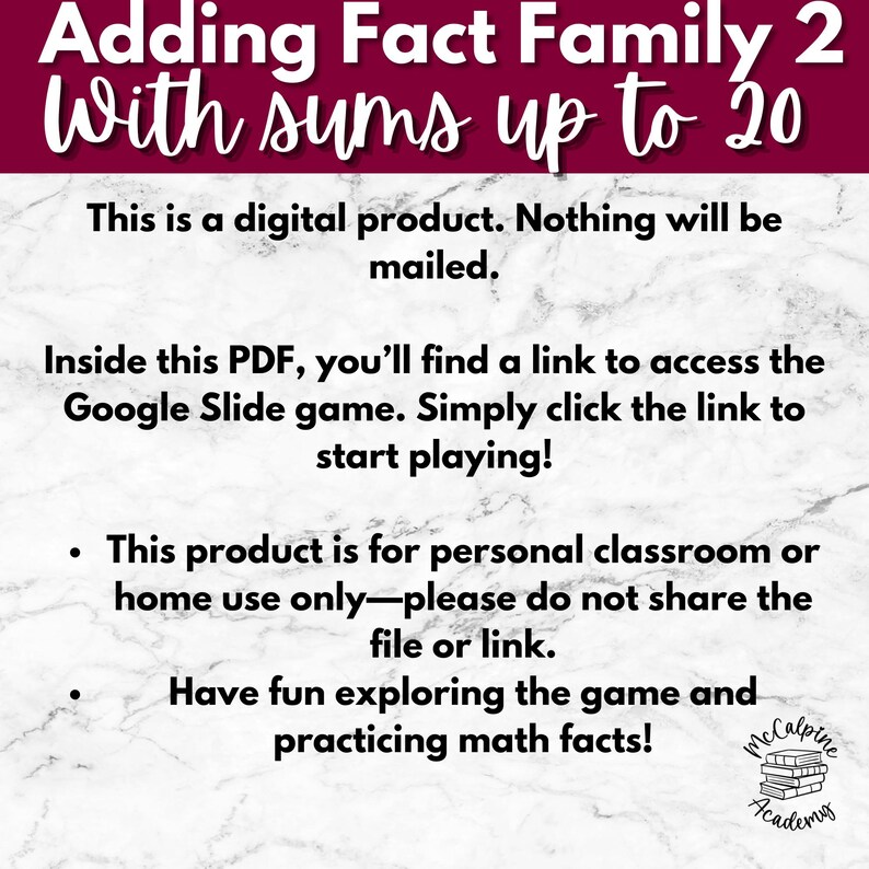 Addition to 20 Digital Math Game | Fact Family 2 | Interactive Google ...
