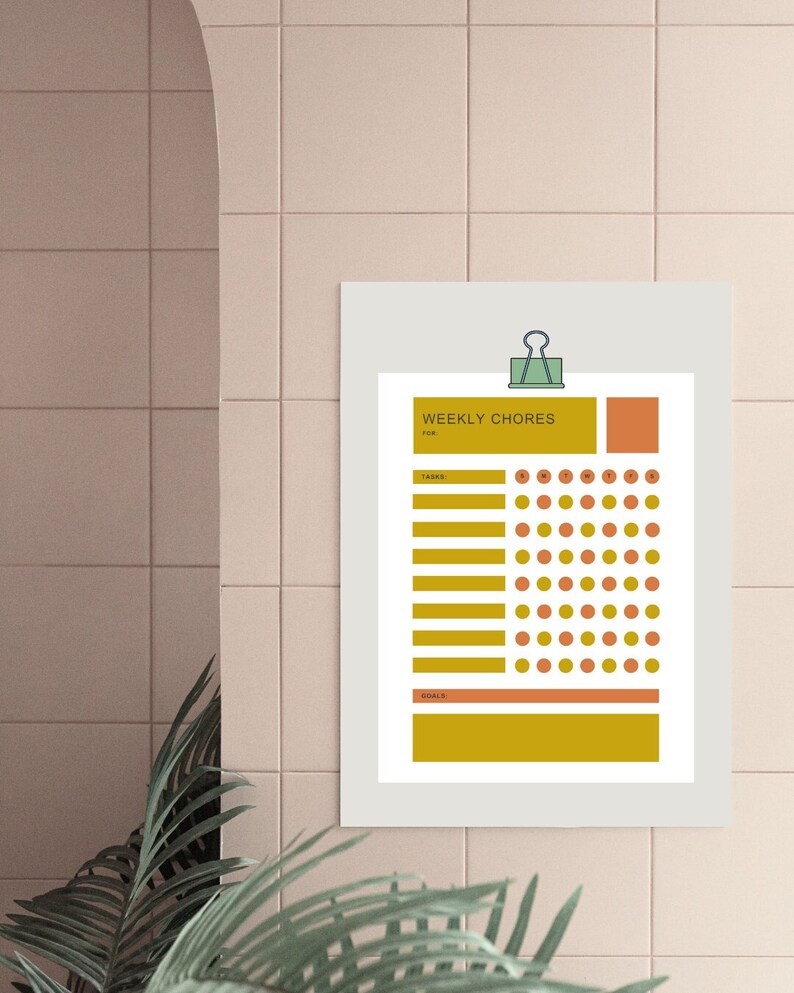 Chore Chart Modern Minimal Colorful Digital Download - Etsy