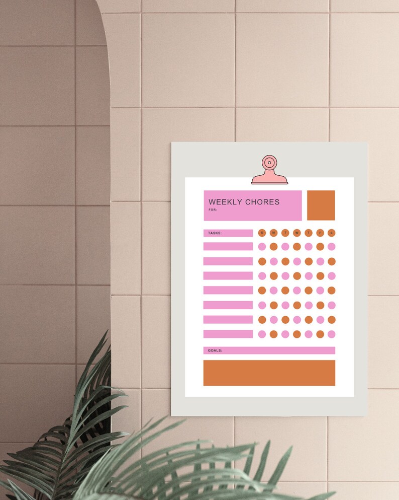 Chore Chart Modern Minimal Colorful Digital Download - Etsy