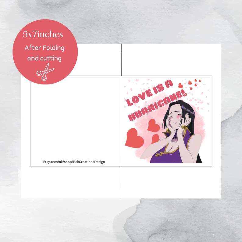 One Piece Anime Boa Hancock Love Card, Valentines and Birthdays - Etsy