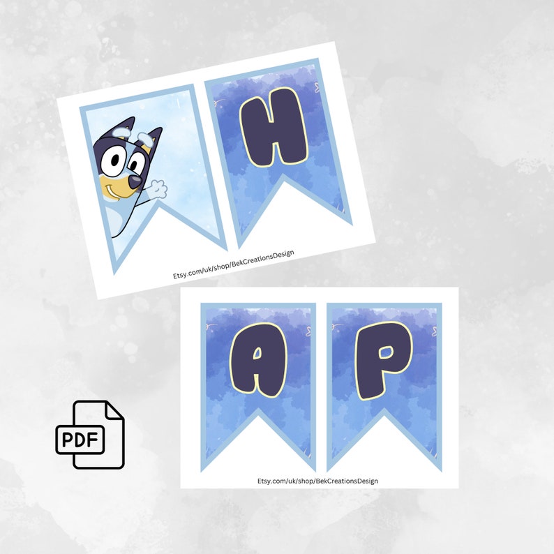 Bluey Happy Birthday Banner Bluey Birthday Decoration - Etsy