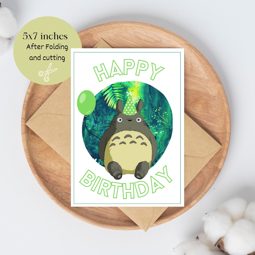 Totoro Birthday Card Cute and Adorable Totoro Studio Ghibli - Etsy
