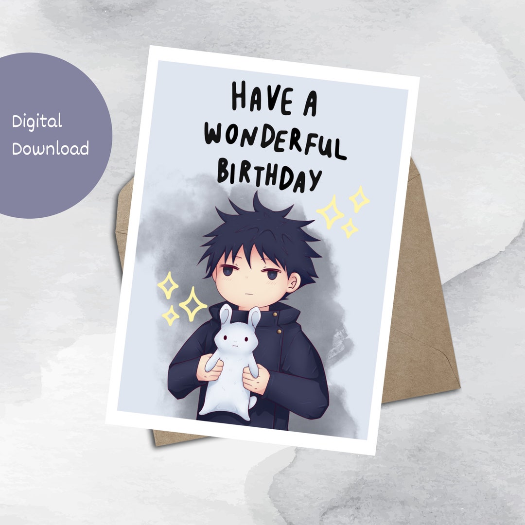 Jujutsu Kaisen Megumi Happy Birthday Card - Etsy