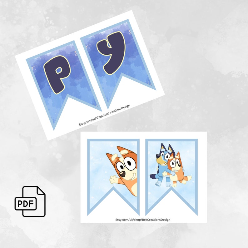 Bluey Happy Birthday Banner Bluey Birthday Decoration - Etsy