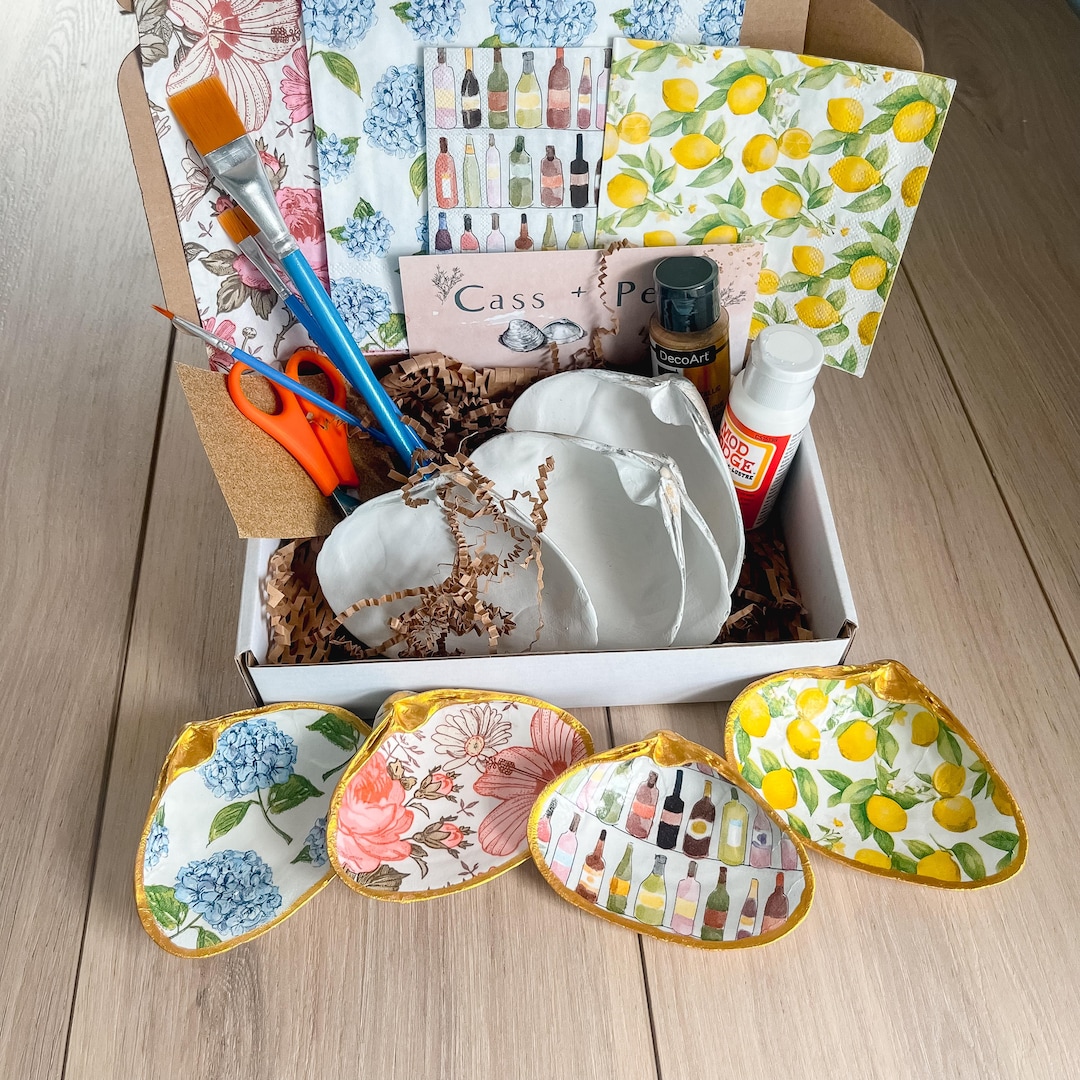 Girl's Night Decoupage Clam Shell Kit: DIY Crafting Gift, Beach Decor ...