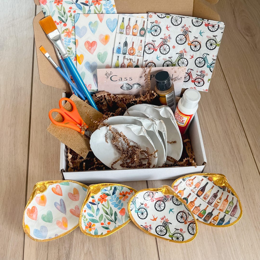 Day Trip Decoupage Clam Kit Gift, DIY Shell Kit, Party Favor, Crafting ...