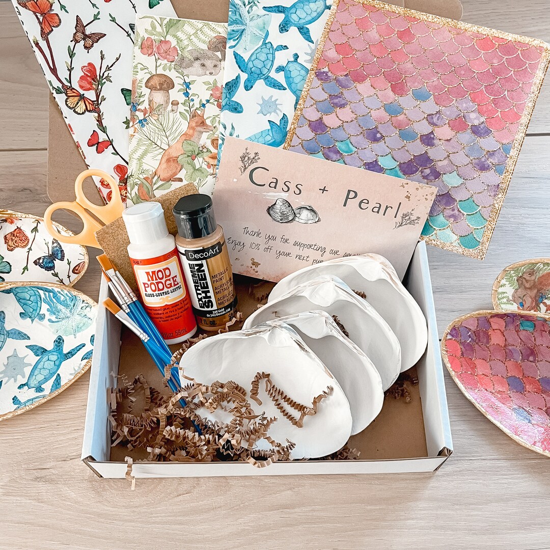 Decoupage Clam Shell Kit, DIY Kit Gift, Crafting, Beach Gift, Beach ...