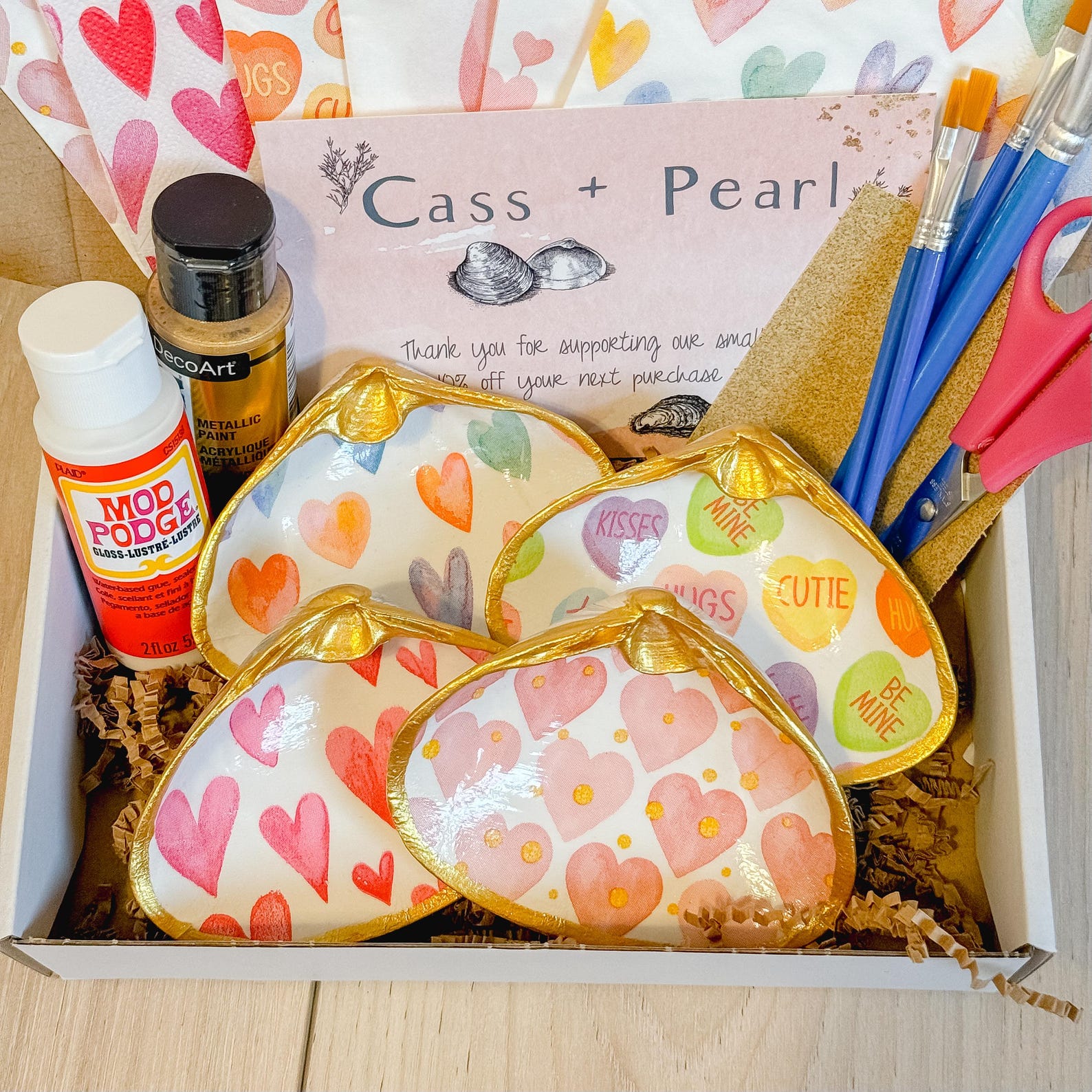 Valentine Decoupage Clam Shell Craft Kit: DIY Party Activity - Etsy