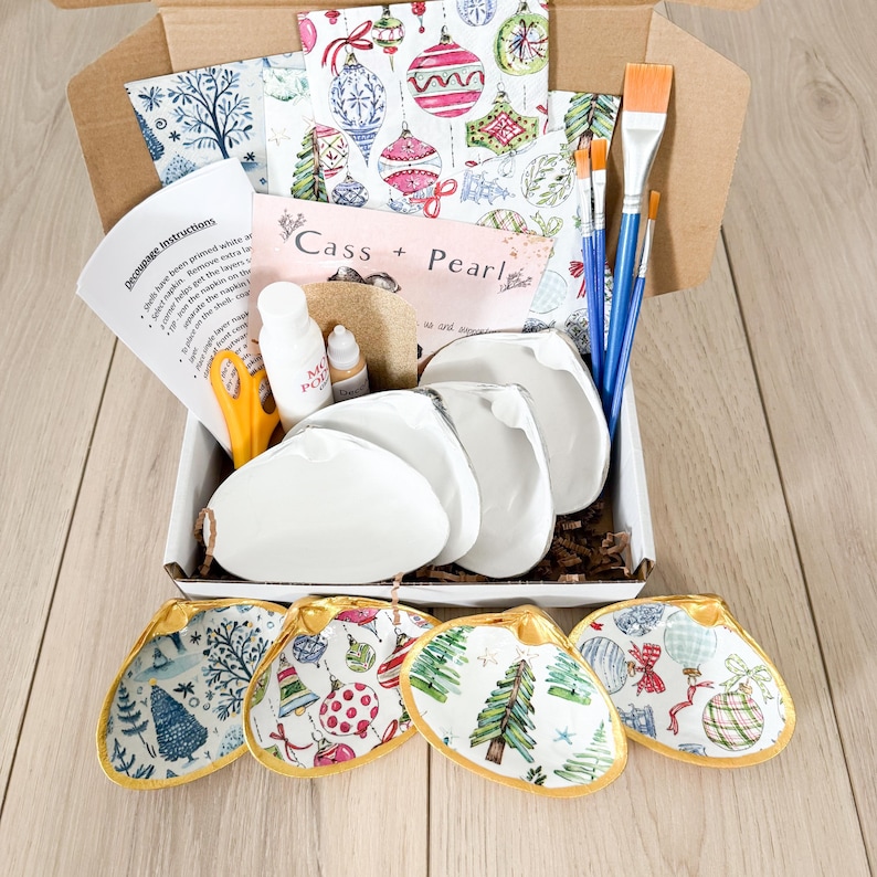 Christmas Holiday Decoupage Clam Shell Kit: DIY Crafting Gift - Etsy