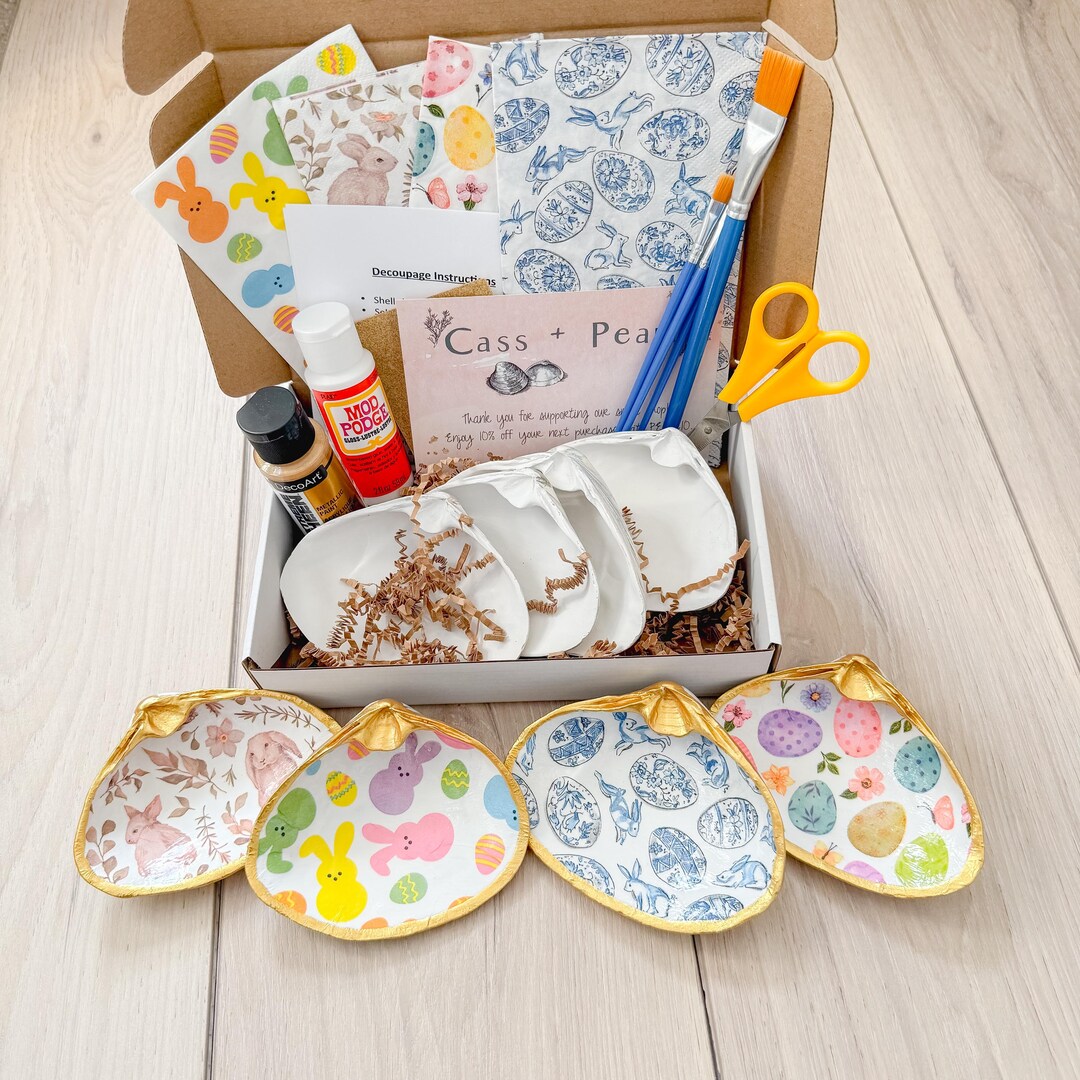 Easter Decoupage Clam Shell Kit: DIY Crafting, Kids Activity - Etsy