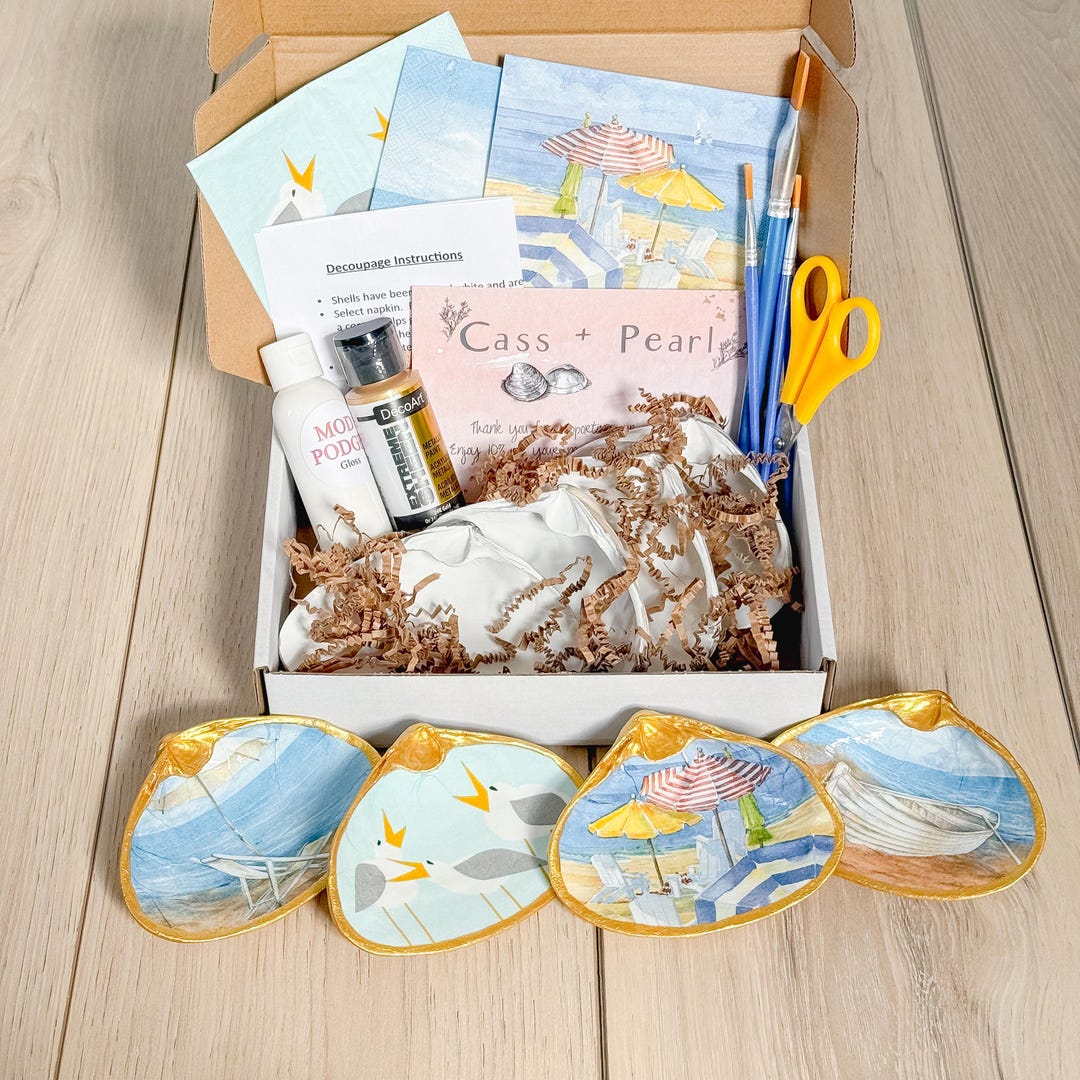 Seashore Decoupage Clam Shell Kit: DIY Crafting Gift - Etsy