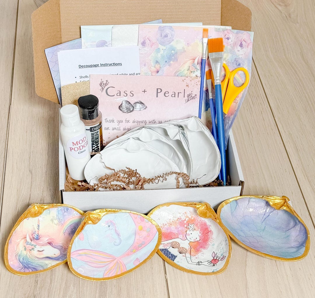 Fairytale Decoupage Clam Shell Kit, DIY Kit Gift, Party Favor, Crafting ...