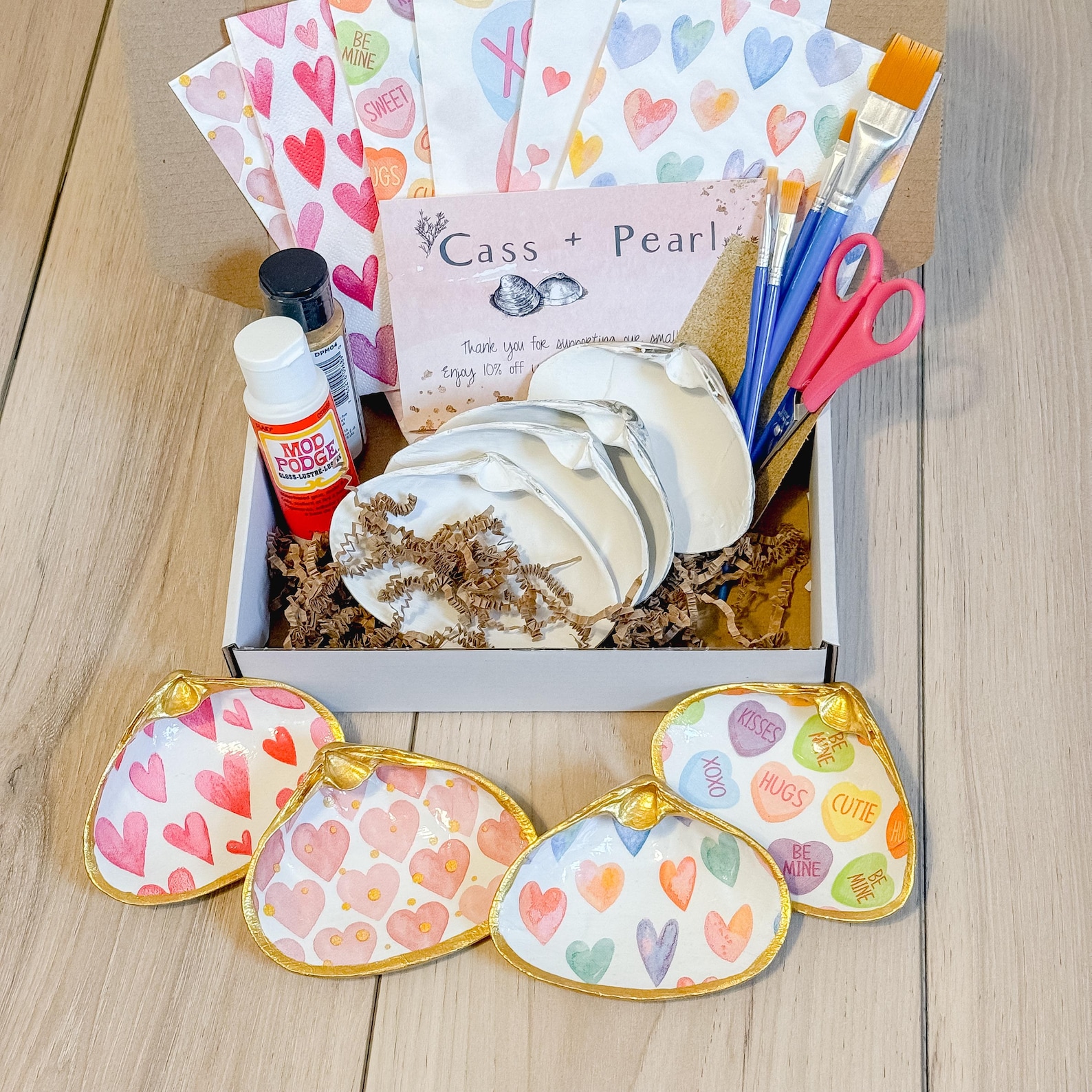 Valentine Decoupage Clam Shell Craft Kit: DIY Party Activity - Etsy