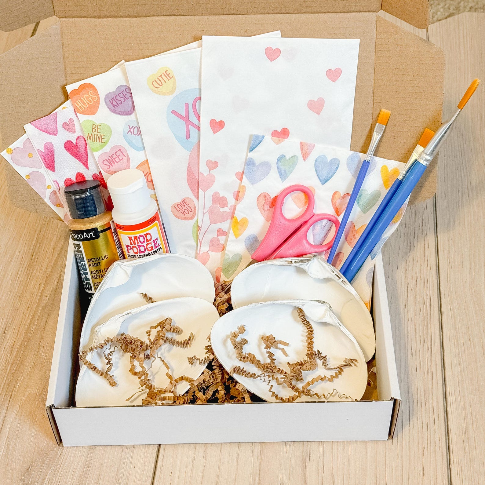 Valentine Decoupage Clam Shell Craft Kit: DIY Party Activity - Etsy