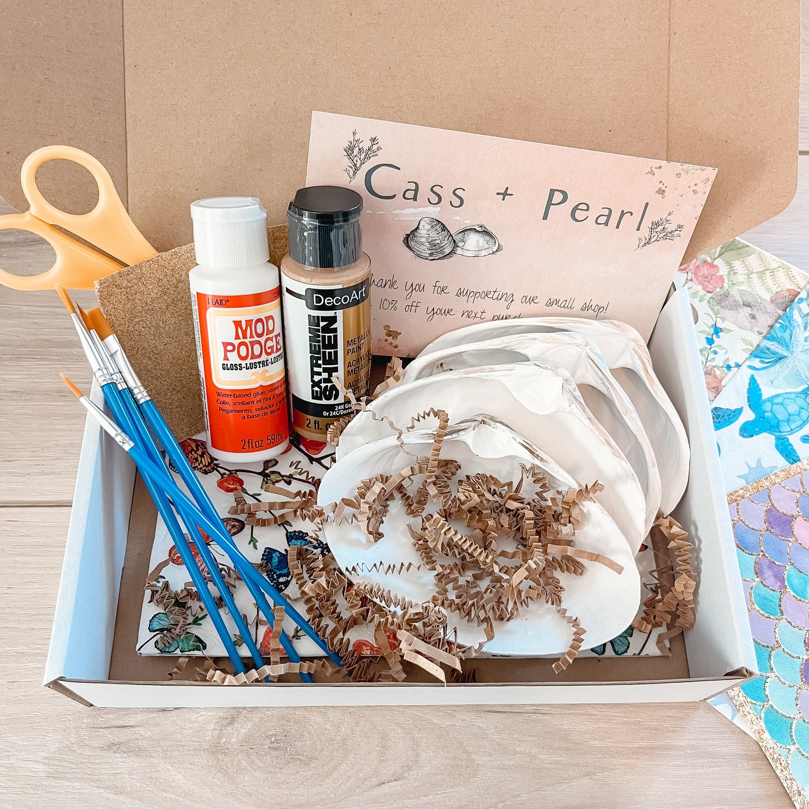 Decoupage Clam Shell Kit, DIY Kit Gift, Crafting, Beach Gift, Beach ...