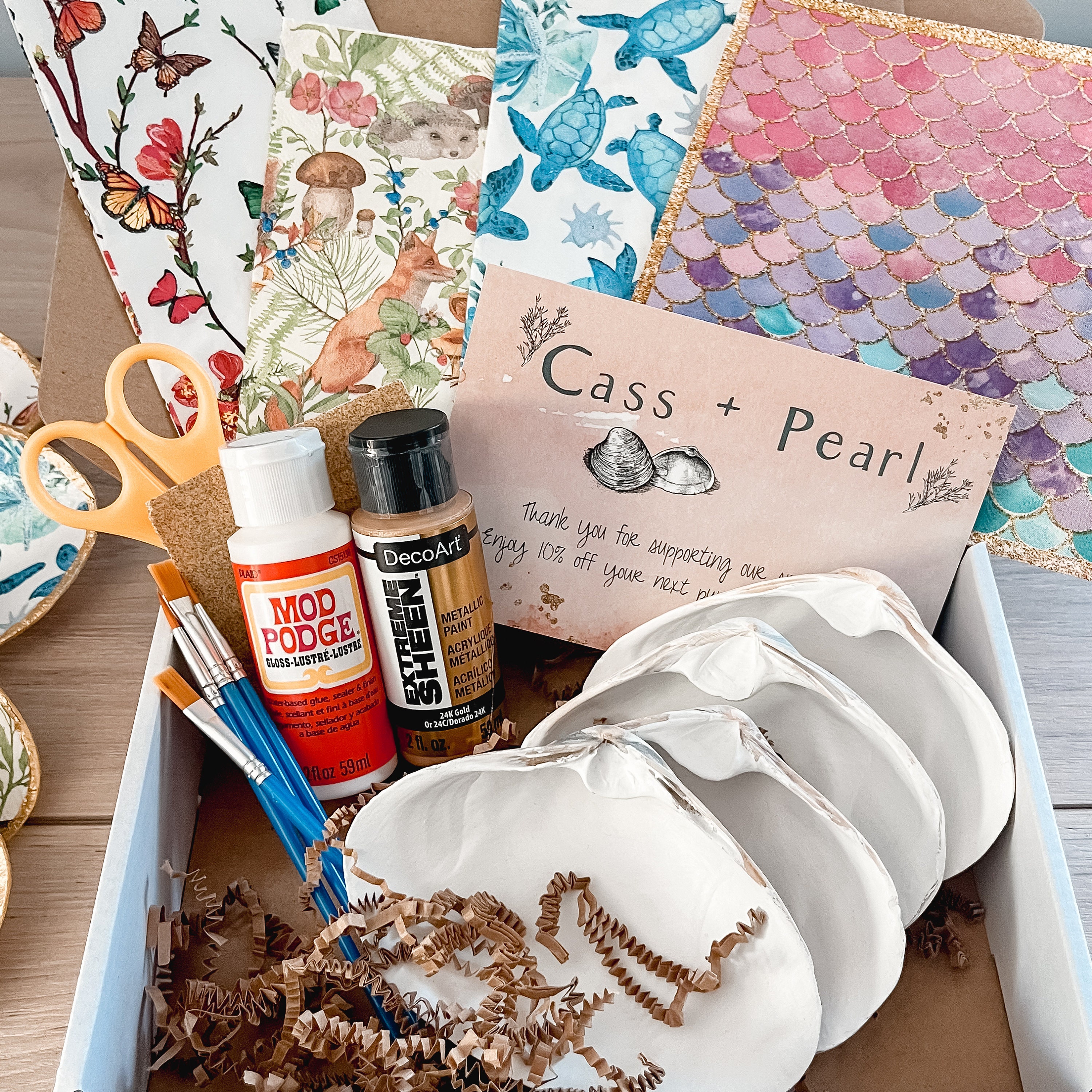 Decoupage Clam Shell Kit, DIY Kit Gift, Crafting, Beach Gift, Beach ...